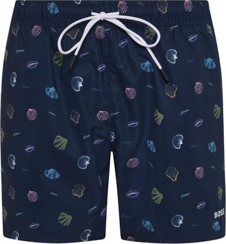 HUGO BOSS Badeshorts mit maritimen Motiven in
