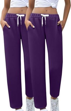 Generic Lot de 2 Pantalon De Running Femme Chic &Eacute;t&eacute; Pant Longue Stretch Tendance Comfy Streetwear D&eacute;tente Mode Costume Classique Basique Taille Elastique 2026