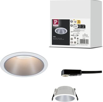Paulmann 93398 Einbauleuchte Cole starr rund dimmbar Einbaustrahler Wei&szlig; matt, Silber Spot Aluminium, Kunststoff Einbaulampe GU10