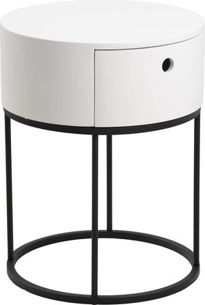 AC Design Furniture Apollo rund Nachttisch weiß, Beistelltisch mit 1 Schublade, Nachtschrank zum Schlafzimmer, Ø: 40 x H: 51 cm, 1 Stk