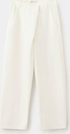 Mango Pantalon en coton asym&eacute;trique blanc - Femme - 32 - MANGO
