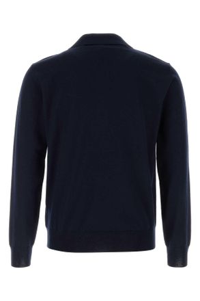 Valentino Garavani Mens Midnight Blue Wool Polo Shirt Navy Virgin