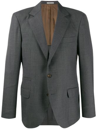 Brunello Cucinelli blazer droit &agrave; poches plaqu&eacute;es - Gris