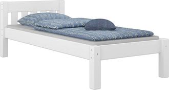 Erst-Holz Futonbett Einzelbett 100x200 Massivholzbett Kiefer weiß Bettrahmen mit Rollrost 60.38-10 W