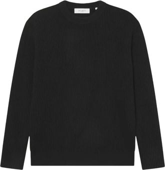 Les Deux Homme, Pulls, Noir, Taille: M Eddie Wool Rib Crewneck Knit