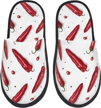 Generic Pantoufles En Coton Motif De Piment Rouge Doux Accueil Pantoufles Cozy Hiver Chausson Pour Camping Voyage H&ocirc;tel L