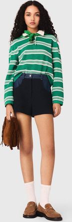 Maje Kurzer Gestreifter Polopullover - Gr&uuml;n - Maje