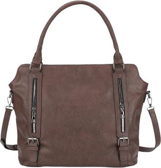 Generic Sac fourre-tout vintage en polyur&eacute;thane pour femme avec plusieurs fermetures &eacute;clair - Grande capacit&eacute; pour voyage, shopping, usage quotidien, caf&eacute;, 40