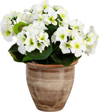 Nearly Natural 27,9 cm UV-best&auml;ndige k&uuml;nstliche Geranie im Keramik-Pflanzgef&auml;&szlig; (Indoor/Outdoor)