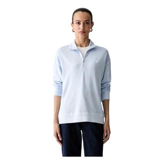 GANT SweaT-shirt &agrave; demi-zip - Femme - Sweatshirts et sweats &agrave; capuche - Bleu - Taille: 38 FR