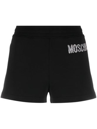 Moschino t-shirt en coton biologique &agrave; logo strass&eacute; - Noir