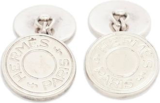 Hermès poignets Sellier à logo gravé (2000-2020) - Argent