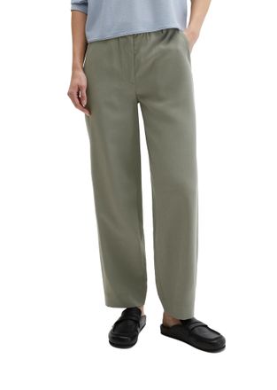 Marc O'Polo Dehnbund-Hose MARC OPOLO MINU Barrel, Damen, Gr. 34, N-Gr, saddle gray, Web, Obermaterial: 90% Lyocell, 10% Leinen, lang, Hosen, Model Minu barrel aus