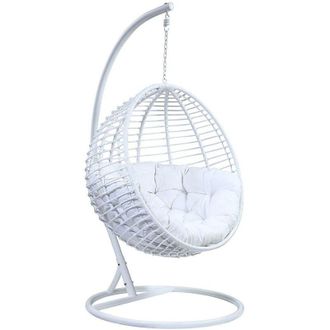 Vente-Unique Fauteuil suspendu en r&eacute;sine tress&eacute;e - Blanc - BONTOC de MYLIA
