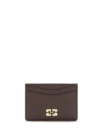 Ganni Womens Card Holder Grained Chicory Coffee Recycled Polyester Wallets & Purses