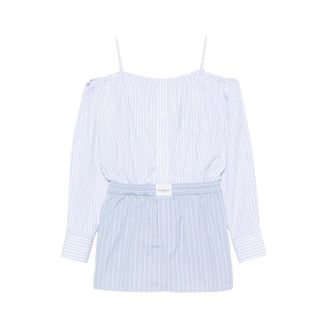 Alexander Wang Gestreiftes Mini-Kleid mit Carmen-Ausschnitt - - Bags - Damen - Blau - M