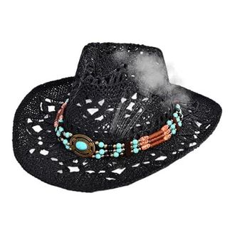 Generico Chapeau de Soleil Style Cowboy | Chapeau de Plage avec Protection UV,Accessoires de Mode Femme pour Plage Voyage Randonnée Camping Pique-Nique Activit
