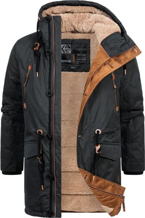 Indicode Herren INGillespie Winterjacke mit gef&uuml;tterter Kapuze | Herrenjacke Wintermantel Parka M&auml;nner Raven, 3XL