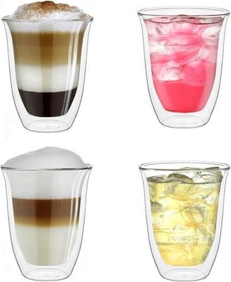 Creano Verres &agrave; double paroi 400 ml, lot de 4, grand verre thermo &agrave; double paroi en verre borosilicat&eacute;, verres &agrave; caf&eacute;, verres &agrave; th&eacute;, verres &agrave; latte, verres &agrave;