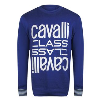 Cavalli Sweatshirt Mit Rundhalsausschnitt Und Kr&auml;ftigem Multi-logo In Irisblau