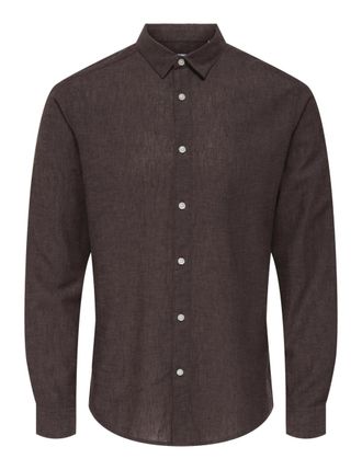 Only & Sons Herren Onscaiden Life Ls Solid Linen Shirt Noos, Coffee Bean, XL