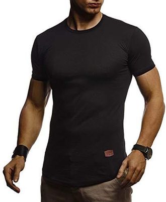 LEIF NELSON LN-8294 T-shirt à col rond pour homme - Noir - XXL