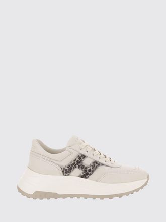 Hogan Baskets Hi-Fi en nubuck et cuir effet poulain avec imprim&eacute; animalier et semelle chunky