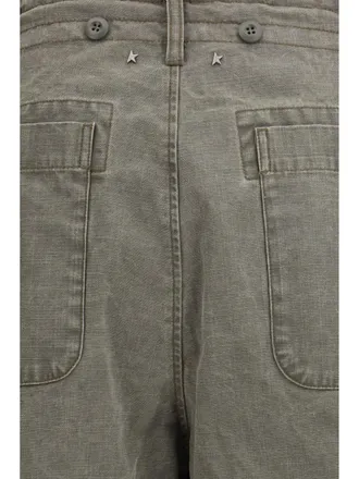 Golden Goose Mens Boyfriend Pants Ortensia Gothic Olive Cotton Jean
