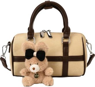 Generic Sac &agrave; bandouli&egrave;re en cuir synth&eacute;tique - Couleur contrast&eacute;e - Pochette sous le bras avec pendentif pour femme - Travail, shopping, kaki, 7.87x4.72x4.13