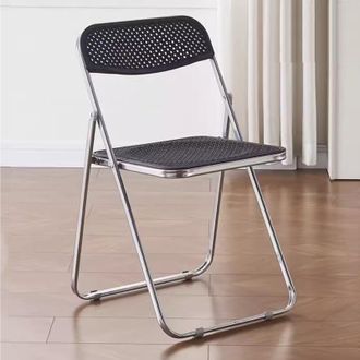 Generic Gepolsterter Klappstuhl für Küche und Esszimmer leichter Bürostuhl mit Rückenlehne Silber Metallgestell stapelbar platzsparende Tagungsraum Stühle