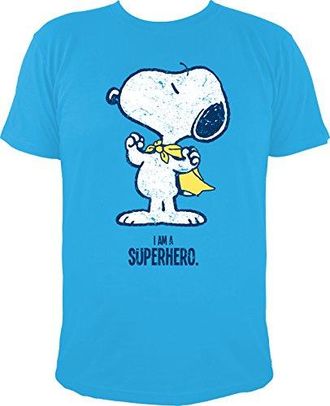 Peanuts T-Shirt Peanuts Snoopy Super Héros avec inscription I Am a Super Hero - bleu - M