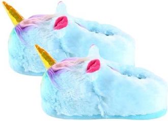 Hemobllo Pantoufles Coton Peluche Licorne Chaussons Dintérieur et Confortables Unisexes Unique Chaussons Doux pour Maison Hiver