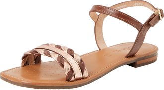 Geox Damen D Sozy Q A Flat Sandal, Cognac/Rose Gold, 41 EU