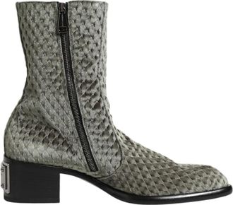 Dolce & Gabbana Homme, Chaussures, Gris, Taille: 44 EU Bottes Mi-Mollet