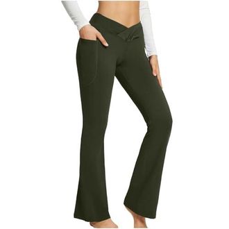 Generic Legging &eacute;vas&eacute; d&eacute;contract&eacute; pour femme - Pantalon de yoga extensible - Taille haute - Pantalon dentra&icirc;nement - Pantalon de sport - Legging gainant, Vert