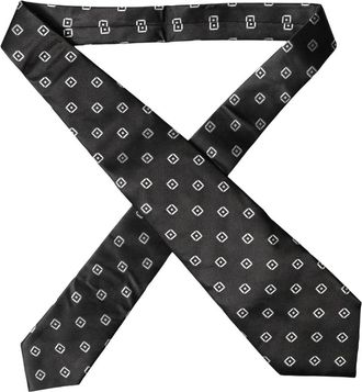 Dolce & Gabbana Femme, Accessoires, Noir, Taille: ONE Size Geometric Silk Adjustable Necktie