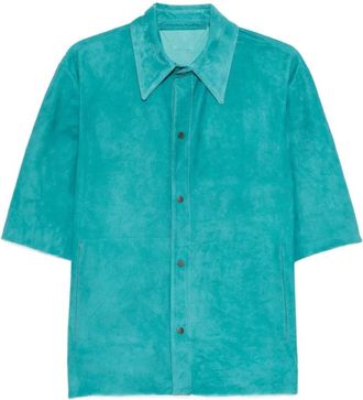 Salvatore Santoro Homme, Chemises, Bleu, Taille: M Western Suede Shirt