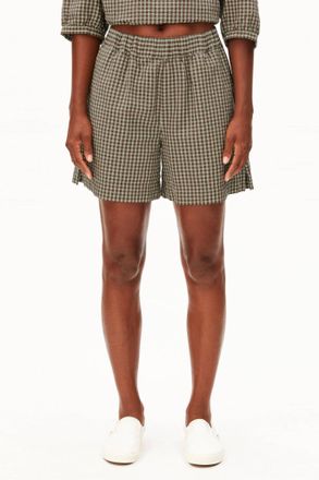Armedangels Damen vegan Shorts Vichy Seersucker Braun