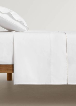 Mango Drap plat berceau percale de coton d&eacute;tail surjet&eacute; blanc - Home - 100x150cm - MANGO HOME