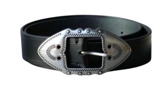 Isabel Marant Silver Buckle Black Leather Belt 85 Size M