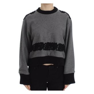 Dolce & Gabbana Grauer Kaschmir-Mix-Spitzenpullover - - Knitwear - Damen - Grau - L