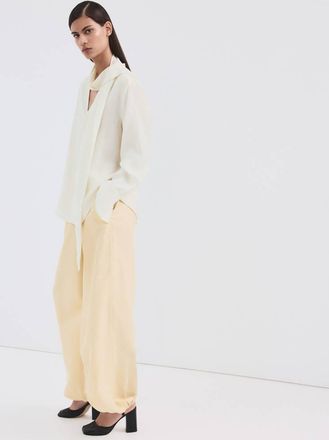 Mango Pantalon bouffant en lyocell &eacute;cru - Femme - XS - MANGO