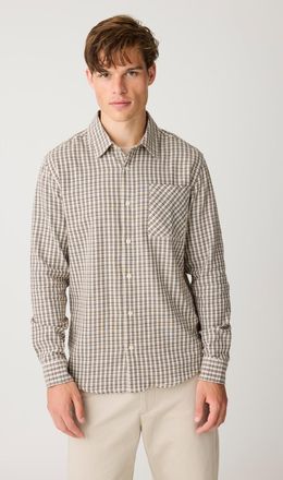 Knowledge Cotton Apparel Herren vegan Hemd Dune Regular Passform Karomuster Cremefarben, Karomuster