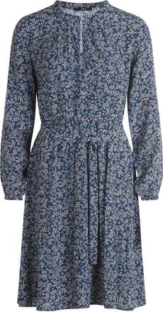 Zero Damen Crep&egrave;-Kleid mit Bindeg&uuml;rtel 34, Dark BlueCream