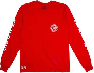 Chrome Hearts Scroll Logo Langarmshirt - Rot