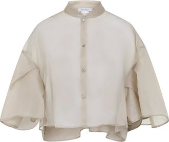 Max Mara Femme, Blouses et Chemises, Beige, Taille: 38 FR Mxadonna Cape en Organza