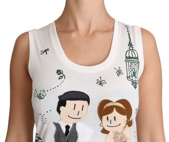 Dolce & Gabbana Womens White Cotton dgfamily Sleeveless Shirt Tank Top Silk