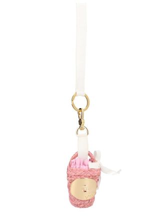 Patou Handwoven Raffia Bucket Bag Charm - Pink