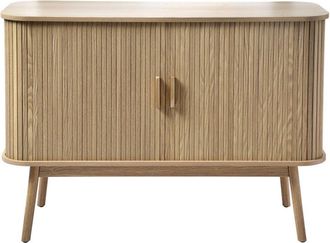 Calicosy Sideboard Vintage 2 Schiebetüren - Eichenholzoptik - Gerillte Front - Spanplatten - Griffe und Füße aus Holz - Wohnzimmer, Salon, Schlafzimmer - B 110
