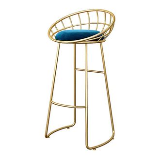 Generic DEYLK Barhocker aus goldfarbenem Metall mit Samtbezug - ergonomische R&uuml;cken- und Fu&szlig;st&uuml;tze f&uuml;r K&uuml;che, Kneipe, Bistro, Esszimmer und Fr&uuml;hst&uuml;cksecke